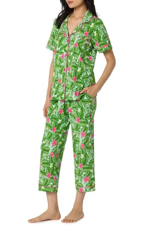 BEDHEAD PAJAMAS Print Stretch Organic Cotton Crop Pajamas - Monstera Bloom