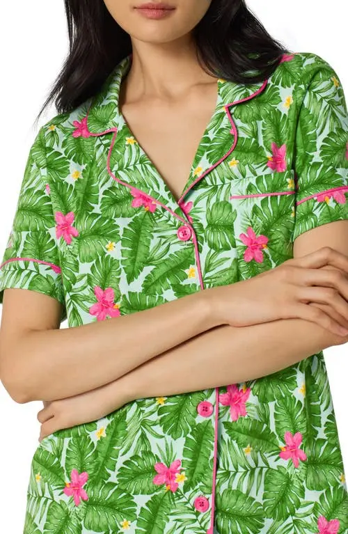BEDHEAD PAJAMAS Print Stretch Organic Cotton Crop Pajamas - Monstera Bloom