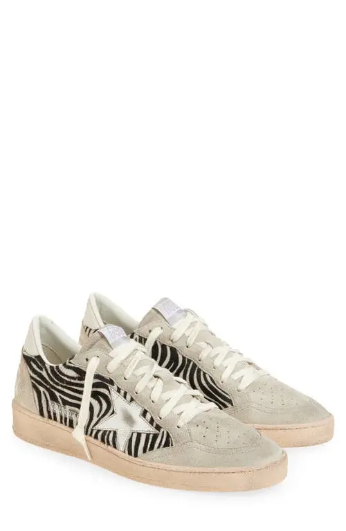 GOLDEN GOOSE Ball Star Genuine Calf Hair Sneaker - Zebra