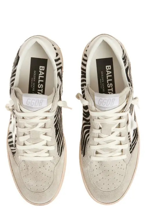 GOLDEN GOOSE Ball Star Genuine Calf Hair Sneaker - Zebra