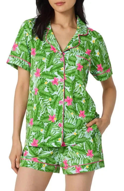 BEDHEAD PAJAMAS Print Stretch Organic Cotton Short Pajamas - Monstera Bloom