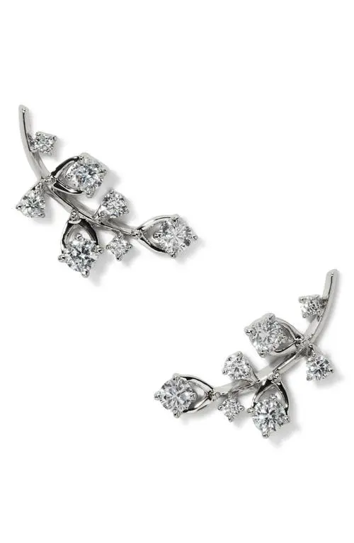 Nadri Cubic Zirconia Ear Climbers - Rhodium