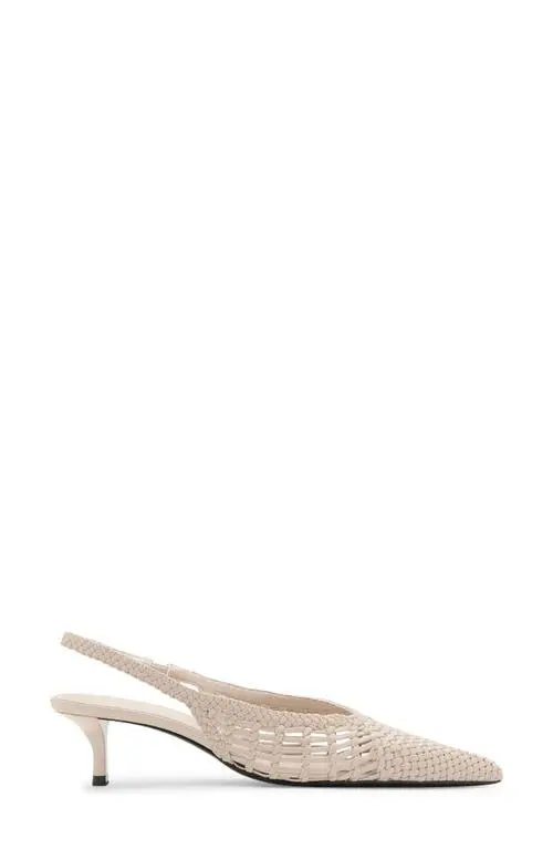 Mango Woven Pointed Toe Slingback Kitten Heel Pumps
