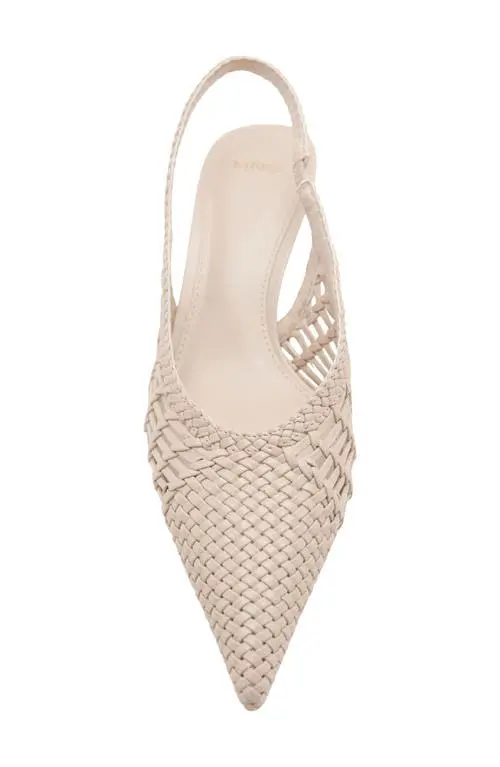 Mango Woven Pointed Toe Slingback Kitten Heel Pumps