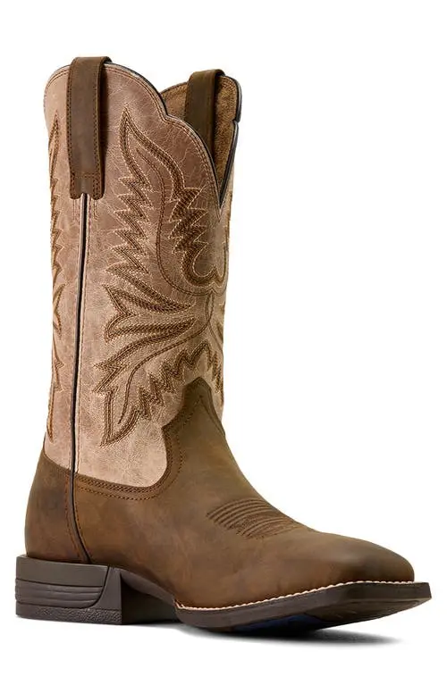 Ariat Brush Creek Western Boots With Traditional Stitching - Aged Tan