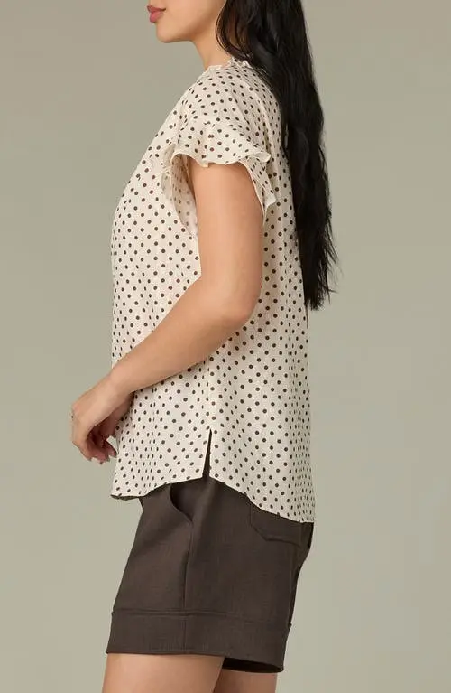 Wit & Wisdom Embroidered Polka Dot Ruffle Top