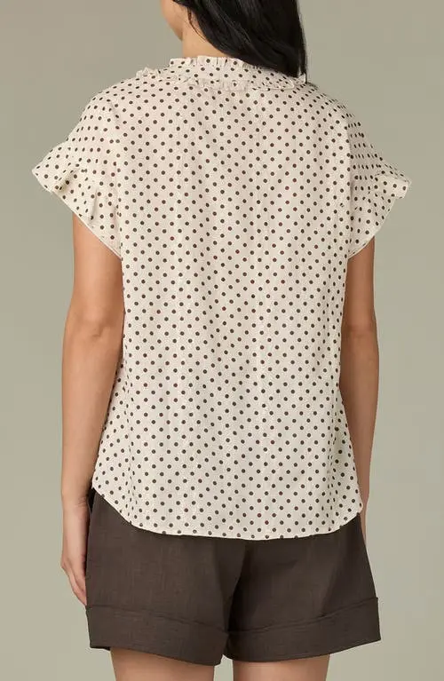 Wit & Wisdom Embroidered Polka Dot Ruffle Top