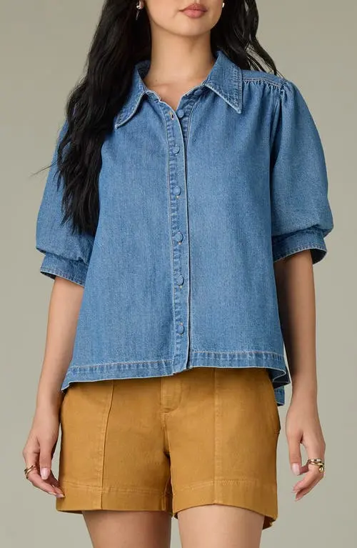 Wit & Wisdom Puff Sleeve Denim Shirt