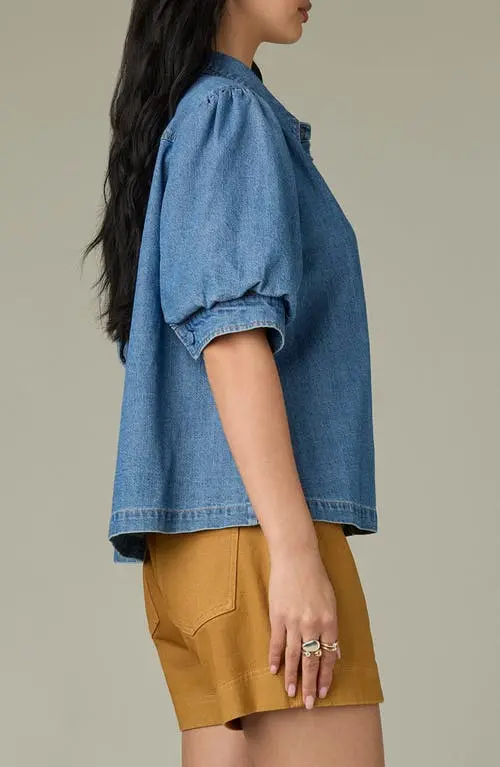 Wit & Wisdom Puff Sleeve Denim Shirt
