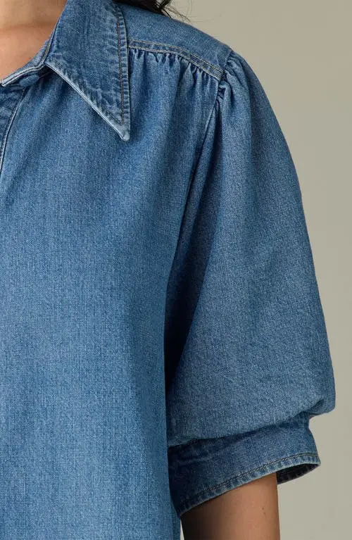 Wit & Wisdom Puff Sleeve Denim Shirt