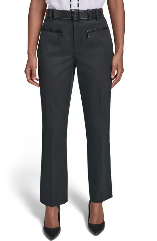 Karl Lagerfeld Paris Mid Rise Belted Straight Leg Pants