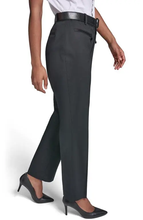 Karl Lagerfeld Paris Mid Rise Belted Straight Leg Pants