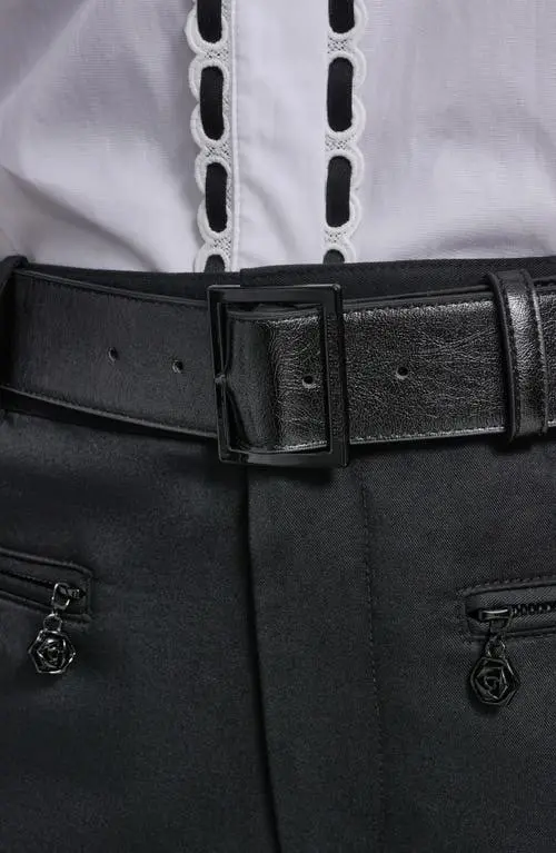 Karl Lagerfeld Paris Mid Rise Belted Straight Leg Pants