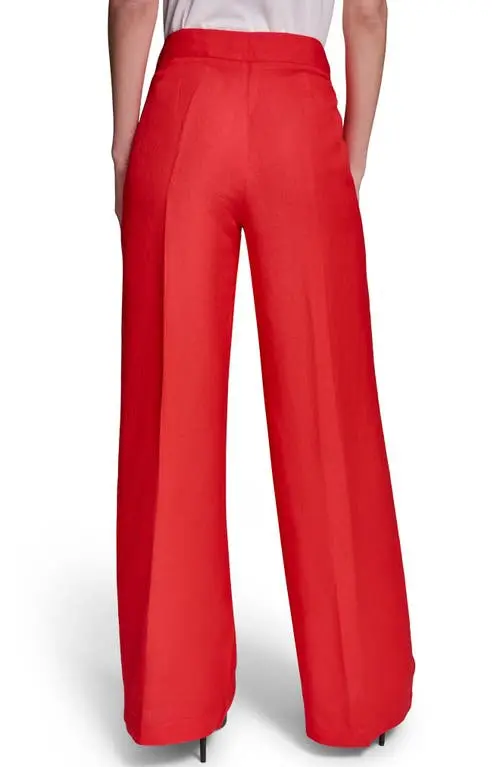 Karl Lagerfeld Paris Linen Blend Sailor Pants With Rosette Buttons - Apple Red