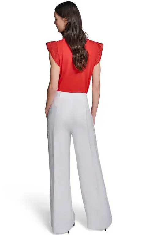 Karl Lagerfeld Paris Linen Blend Sailor Pants With Rosette Buttons