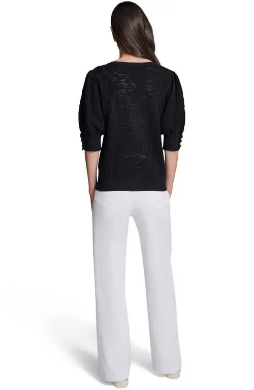Karl Lagerfeld Paris Floral Puff Sleeve Sweater