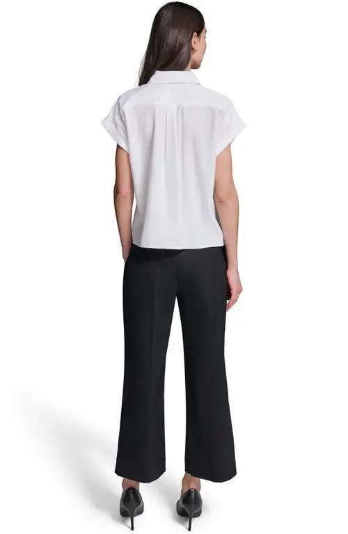 Karl Lagerfeld Paris Short Sleeve Eyelet Top