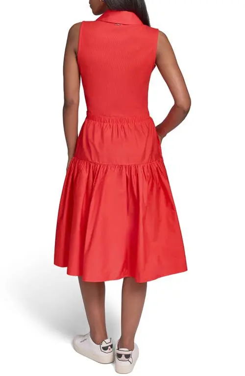 Karl Lagerfeld Paris Rib-knit And Poplin Midi Dress