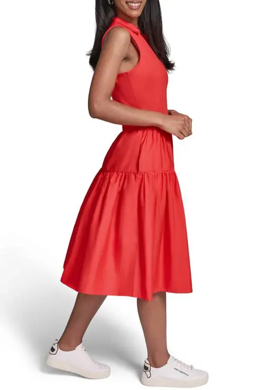 Karl Lagerfeld Paris Rib-knit And Poplin Midi Dress
