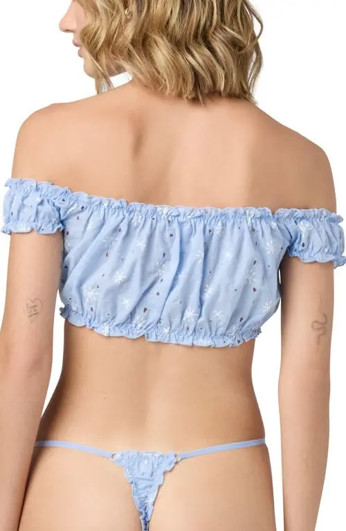 FLORENCE BY MILLS Embroidered Eyelet Off-the-shoulder Crop Top