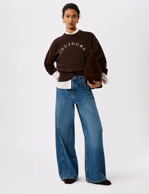 Whistles Arched Logo Relaxed Crew Sweatshirt