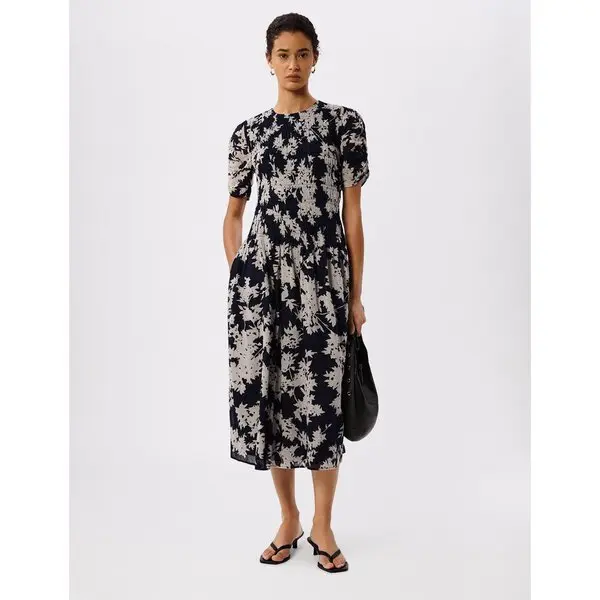 Whistles Shadow Floral Avery Midi Dress - Navy/multi