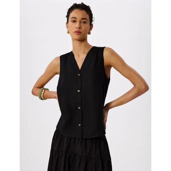 Whistles Laura Linen Tank - Black