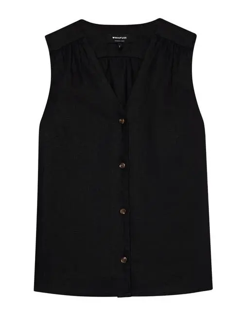 Whistles Laura Linen Tank - Black