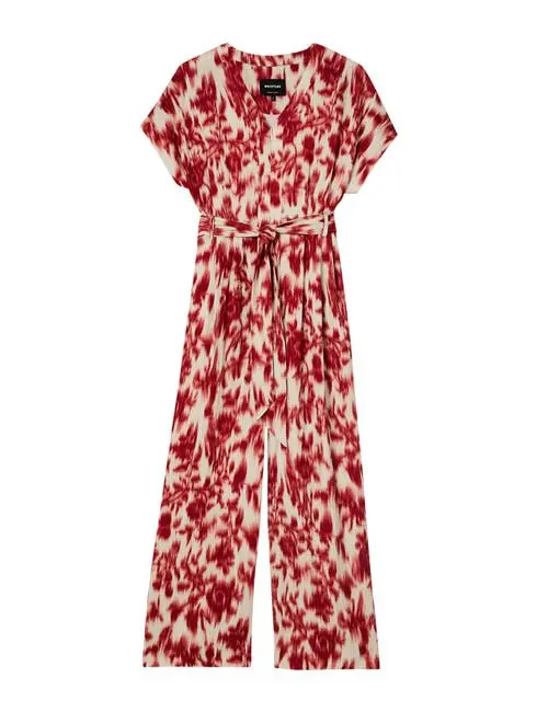 Whistles Blurred Floral Tie Jumpsuit - Red/multi