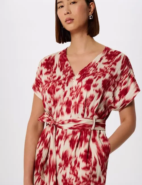 Whistles Blurred Floral Tie Jumpsuit - Red/multi
