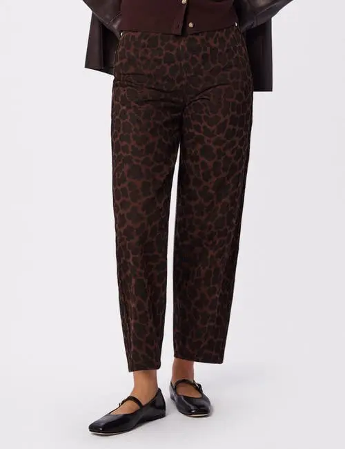 Whistles Barrel Leg Animal Print Jeans