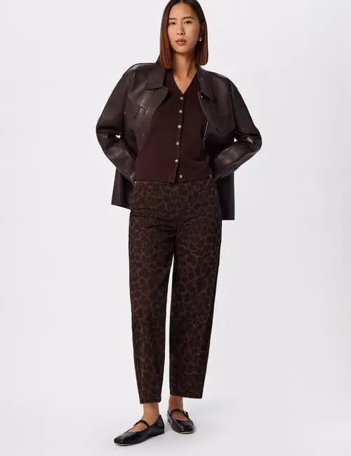Whistles Barrel Leg Animal Print Jeans