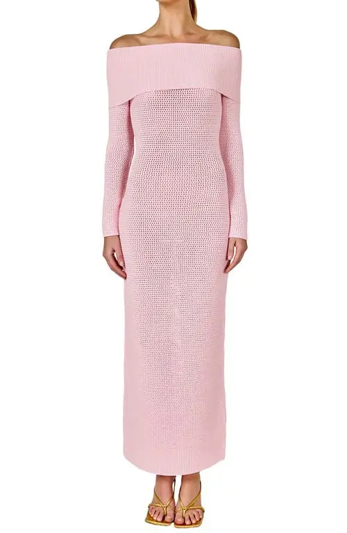 Endless Rose Off-the-shoulder Open Stitch Sweater Dress