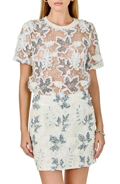 Endless Rose Sequin & Soutache Mesh Top