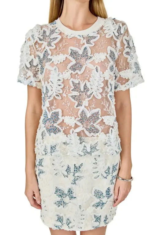 Endless Rose Sequin & Soutache Mesh Top