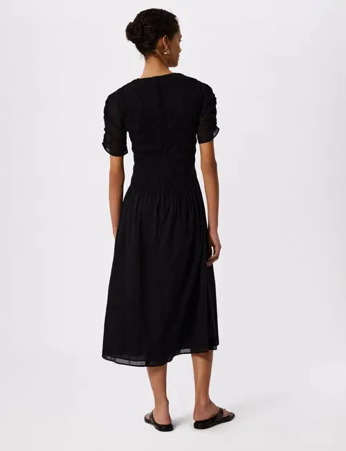 Whistles Avery Smocked Dress - Black