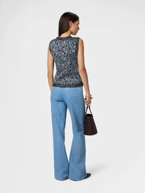 Missoni Crew Neck Jacquard Knit Top With Animalier Pattern And Sequins