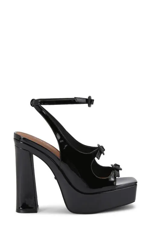Kurt Geiger Patent Leather Triple Buckle Platform Sandals