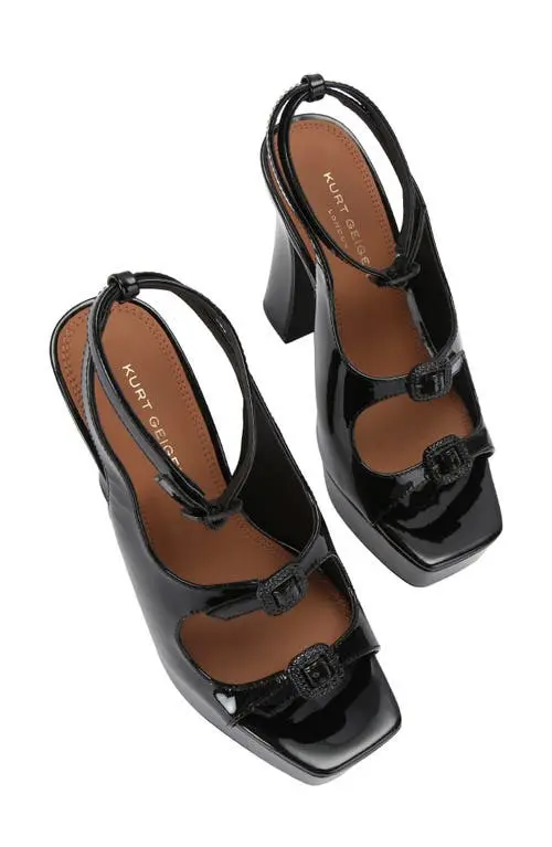 Kurt Geiger Patent Leather Triple Buckle Platform Sandals