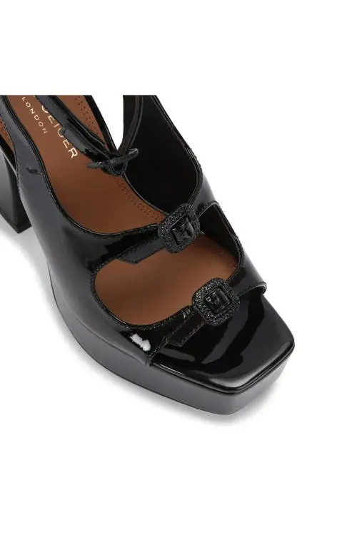 Kurt Geiger Patent Leather Triple Buckle Platform Sandals