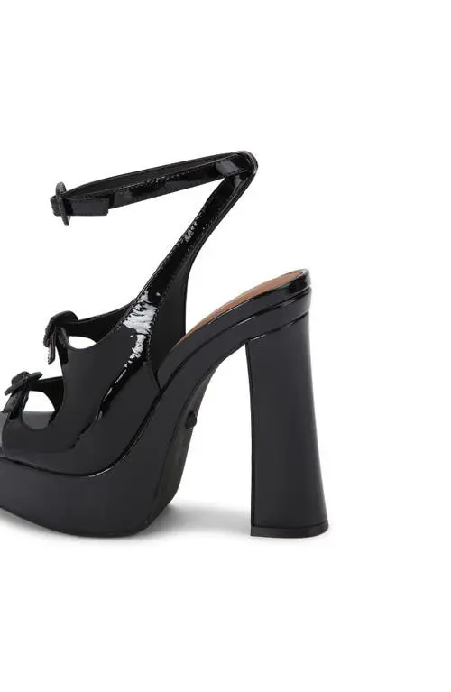 Kurt Geiger Patent Leather Triple Buckle Platform Sandals