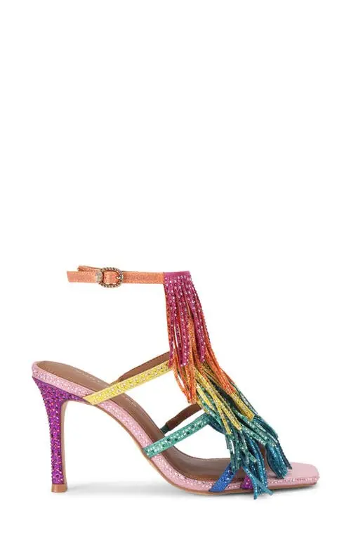 Kurt Geiger Fringe Ankle Strap Sandal - Pink Multi