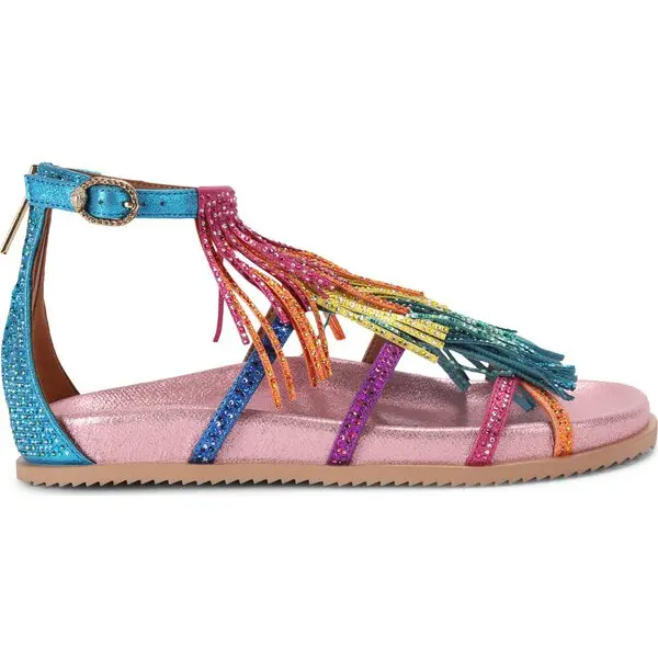 Kurt Geiger Fringe Flat Sandal - Pink Multi