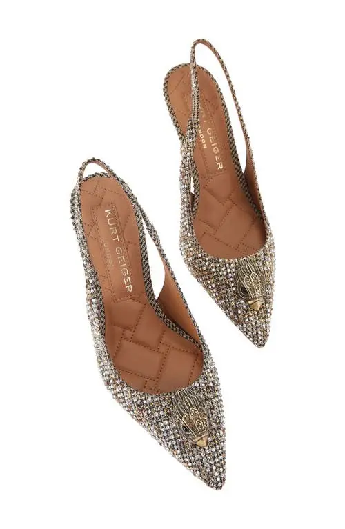 Kurt Geiger Belgravia Embellished Slingback Pumps - Open Beige