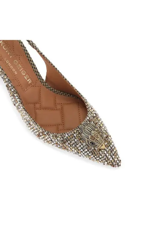 Kurt Geiger Belgravia Embellished Slingback Pumps - Open Beige