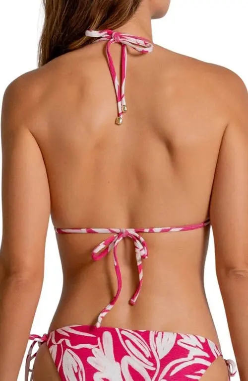 Cosita Linda Beaded Embroidered Triangle Bikini Top - Raspberry