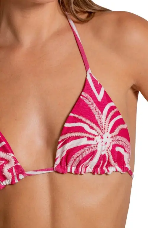 Cosita Linda Beaded Embroidered Triangle Bikini Top - Raspberry