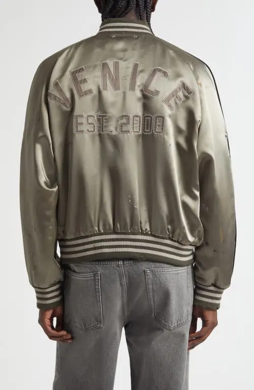 GOLDEN GOOSE Distressed Satin Bomber Jacket