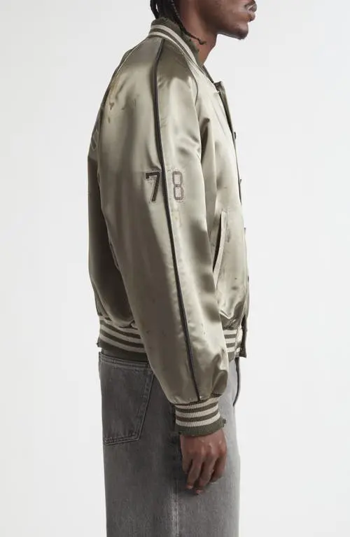 GOLDEN GOOSE Distressed Satin Bomber Jacket