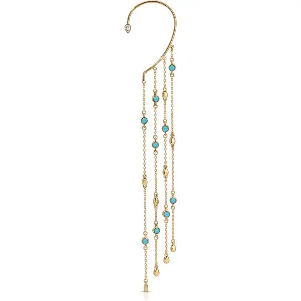 Ettika Linear Chain Statement Ear Cuff With And Crystal - Turquoise